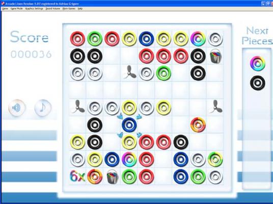 Arcade Lines Form rows of 5 or more pieces of the same color
