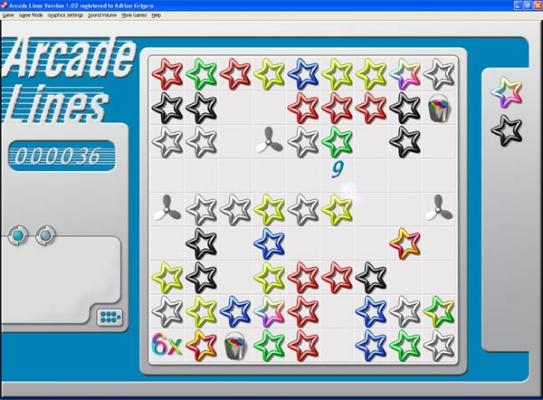 Arcade Lines Form rows of 5 or more pieces of the same color