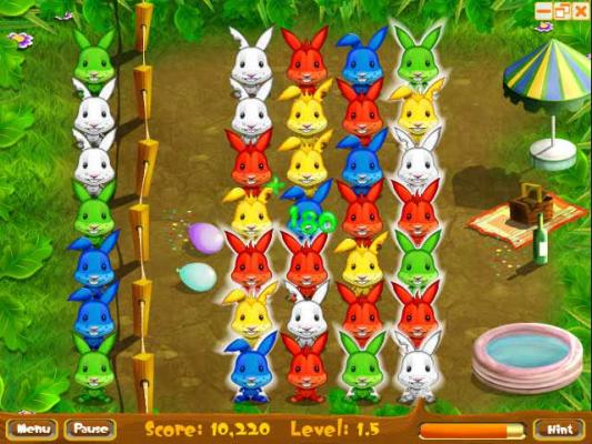Bunny Bounce Deluxe Bounce the rabbits into matching groups of three